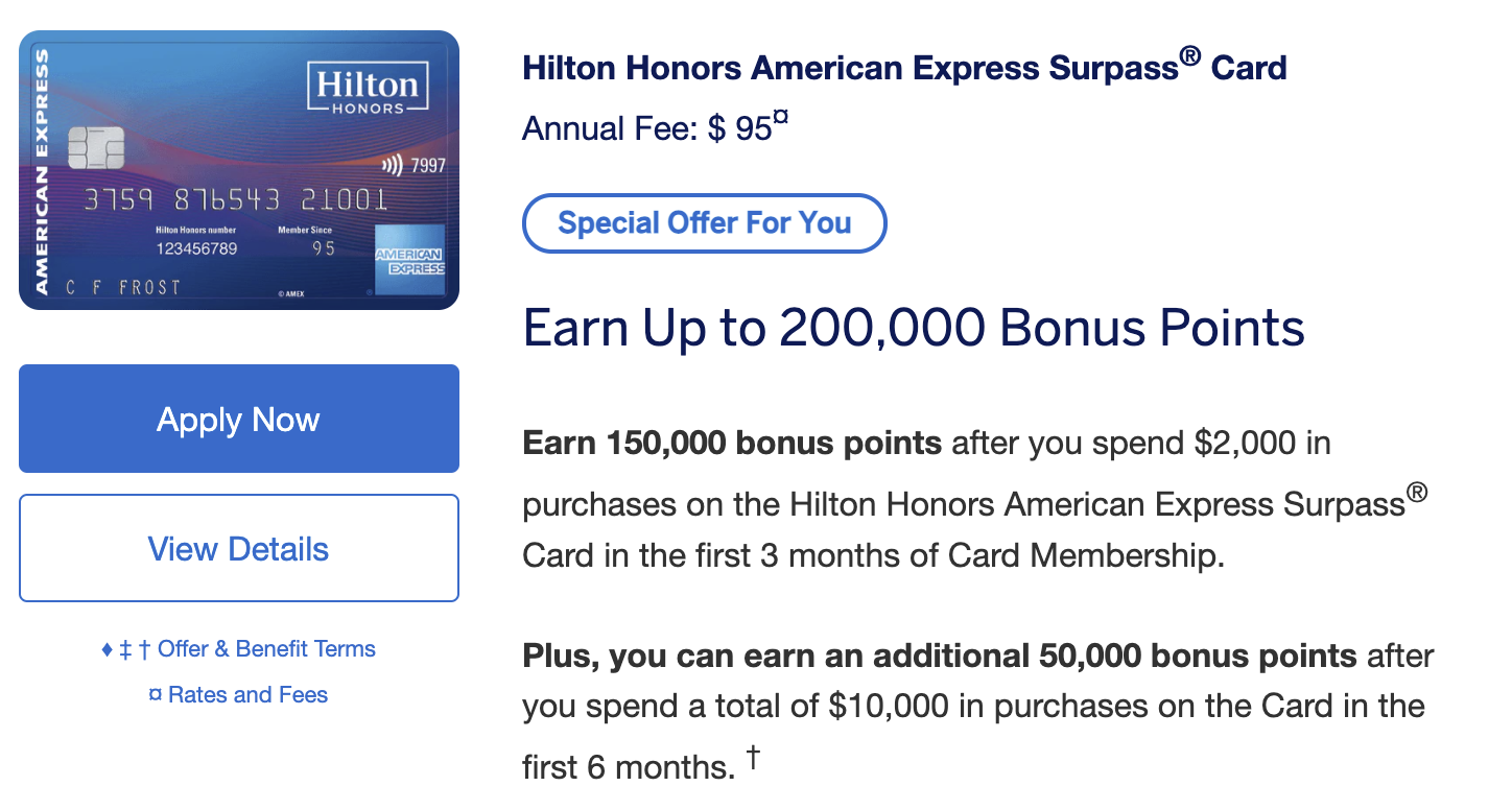 AmEx Hilton Surpass Credit Card Review (2021.5 Update: 150k+50k Offer ...